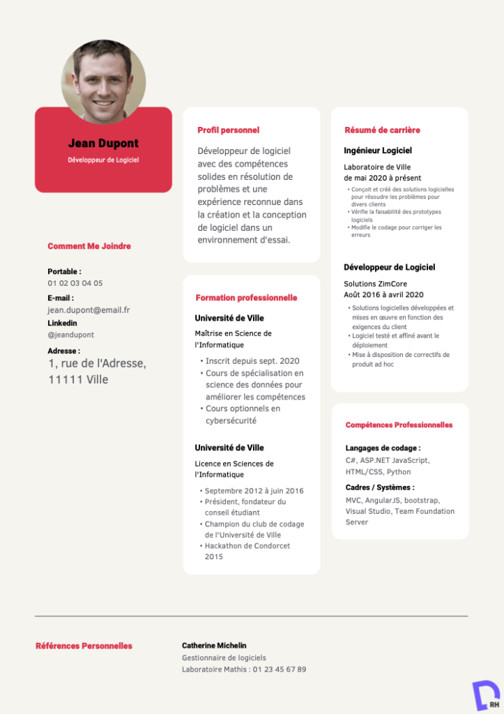 Top 5 des CV originaux - Document RH