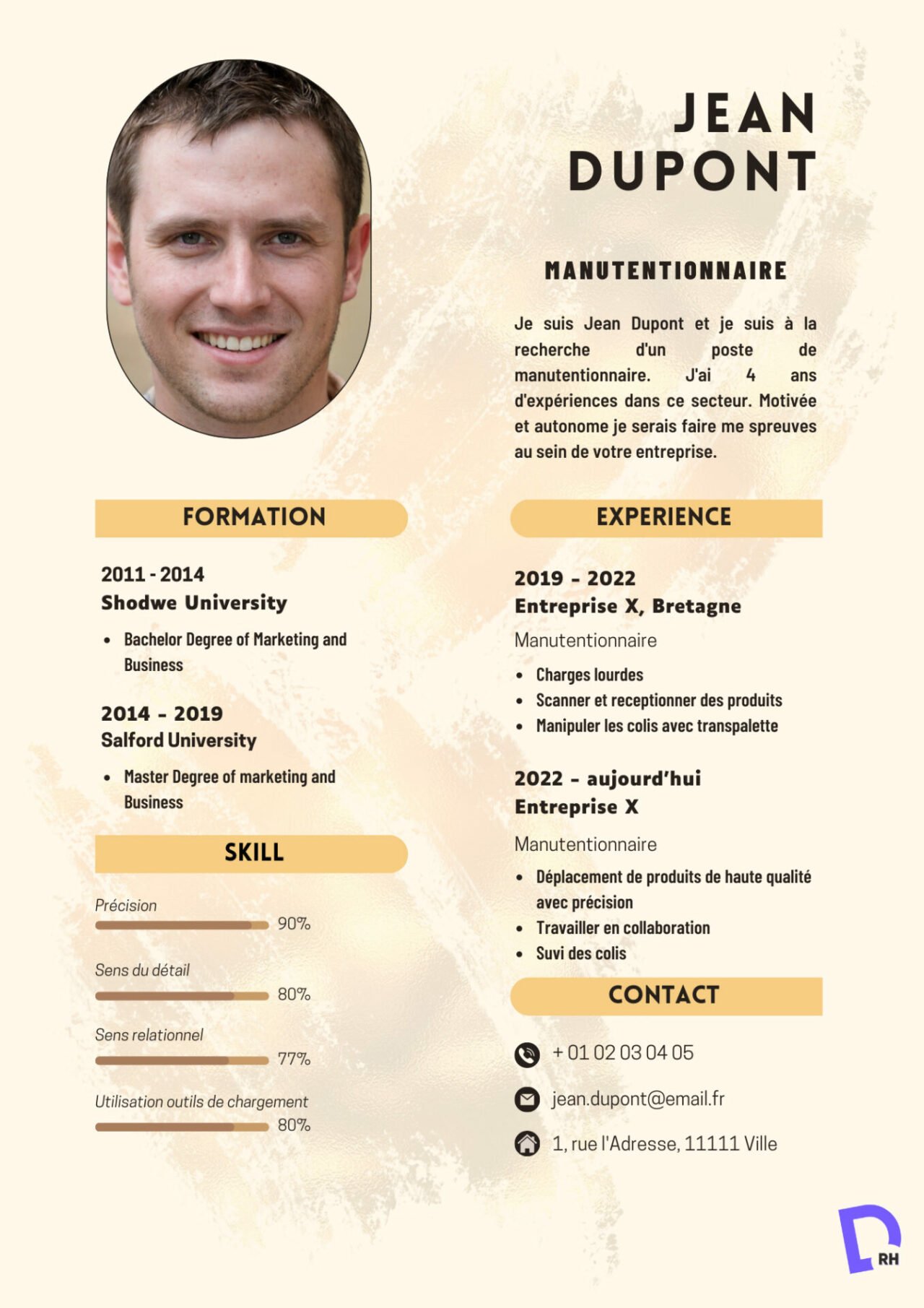 CV manutentionnaire à Télécharger - Format Word / PDF