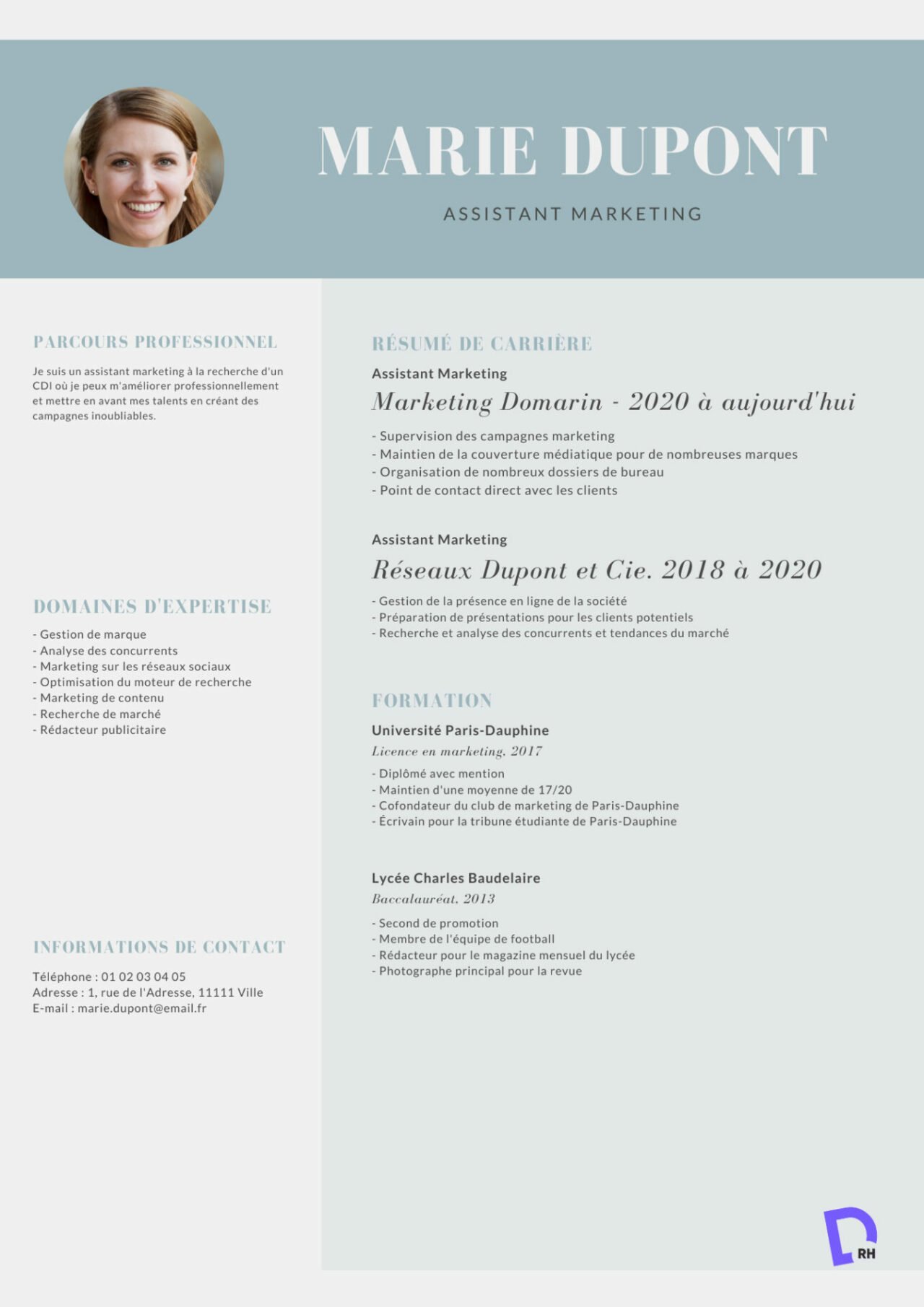 CV word template à Télécharger - Format Word / PDF